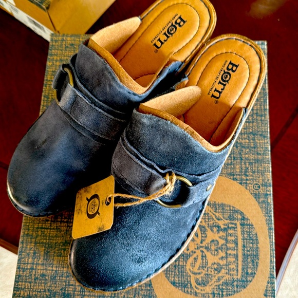 Born | Shoes | Born Womens Nola Distressed Clogs Open Back Dark Blue ...